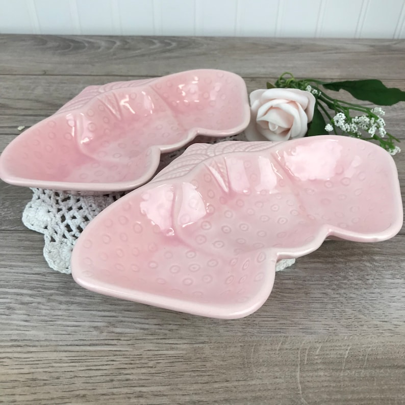 Set of 2 Vintage Belmar Pottery Strawberry Serving Dishes, Pink Ceramic ...