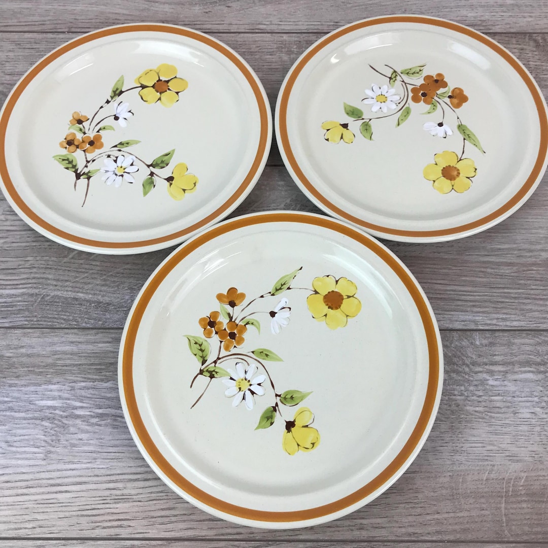 Set of 3 Vintage Stonecrest Stoneware Bread Plates, Pamela by Andre ...