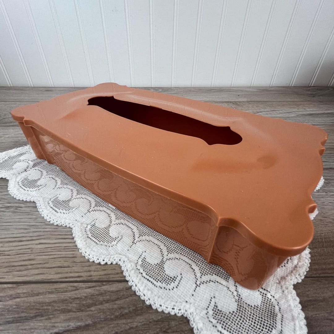 Vintage 60s Plastic Tissue Box Cover in Terry Cotta Color, Trelawney ...