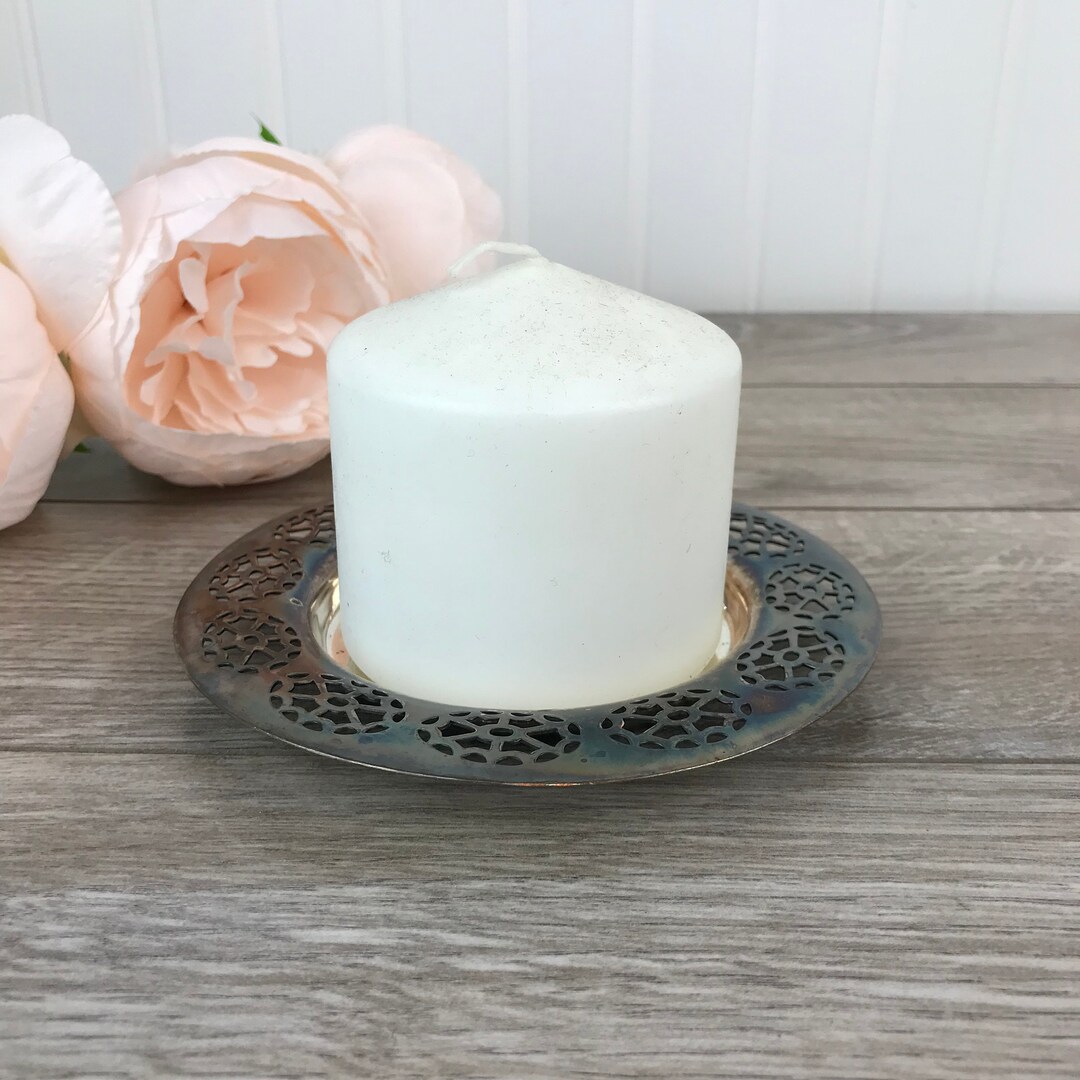 Vintage Oxford Plate Silver Plate Small Round Tray, Perforated Design ...