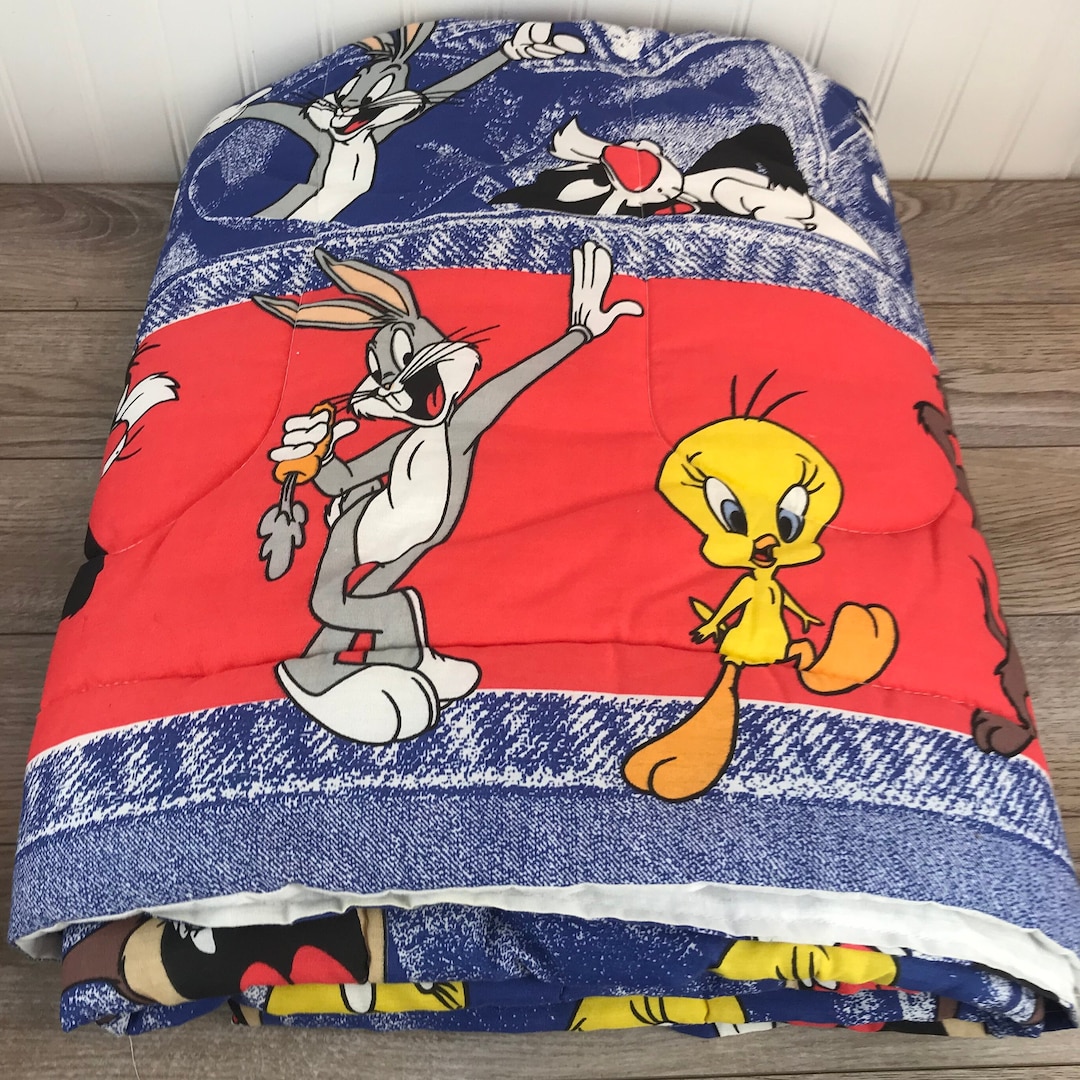 Vintage 90s Looney Tunes Comforter for Twin Bed, Bugs Bunny, Tasmanian ...