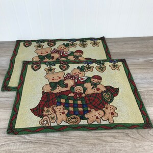 Vintage Christmas Gingerbread Placemat, Set of 2, Pair of Woven Fabric ...
