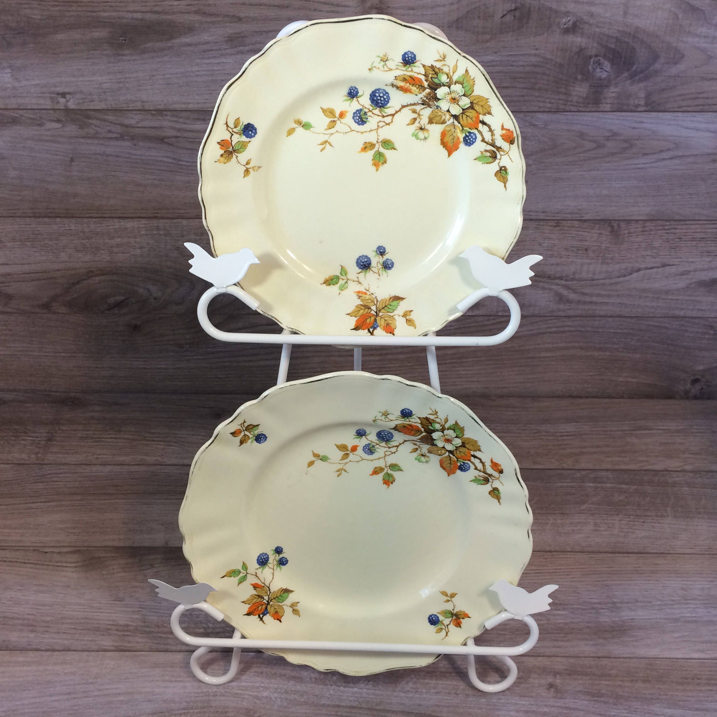 Vintage Collectible Plate Rack 2 Tiers White Metal W/ Cute | Etsy