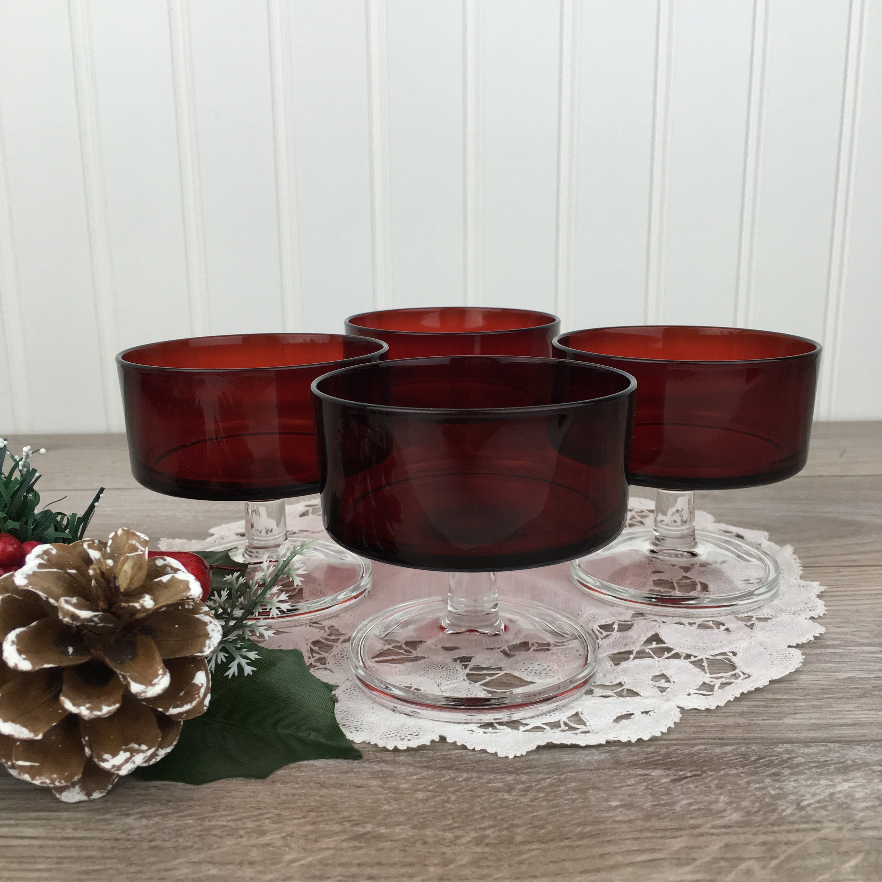 Vintage Ruby Red Luminarc 4 Oz Dessert Cups Set of 4 Sorbet | Etsy