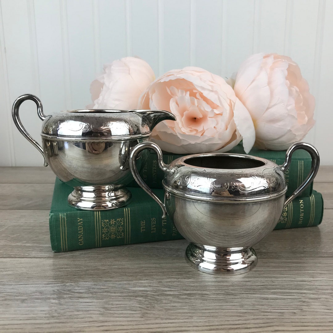 Vintage Wm. A. Rogers Silver Plated Sugar Bowl and Creamer Set, SP on ...