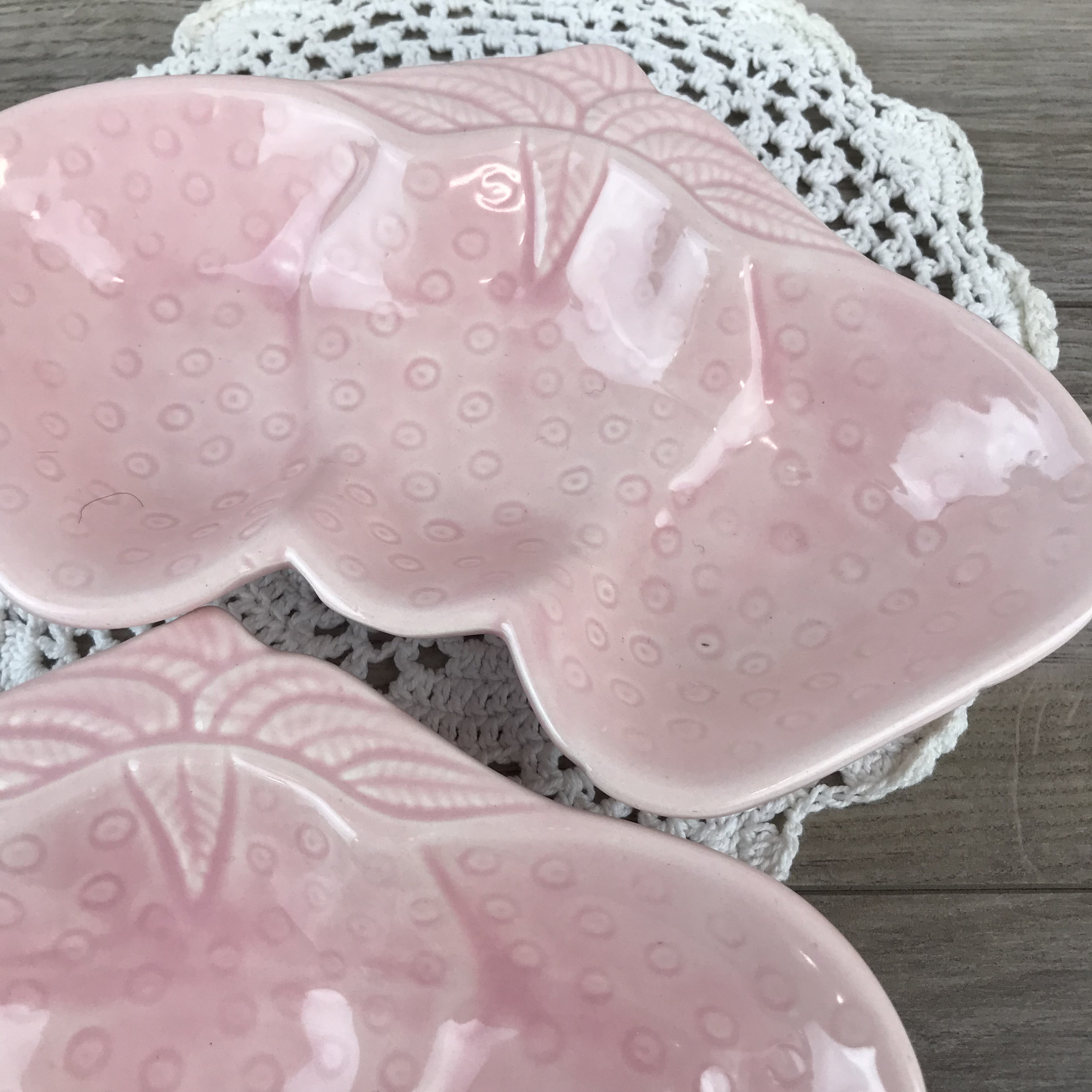 Set of 2 Vintage Belmar Pottery Strawberry Serving Dishes, Pink Ceramic ...