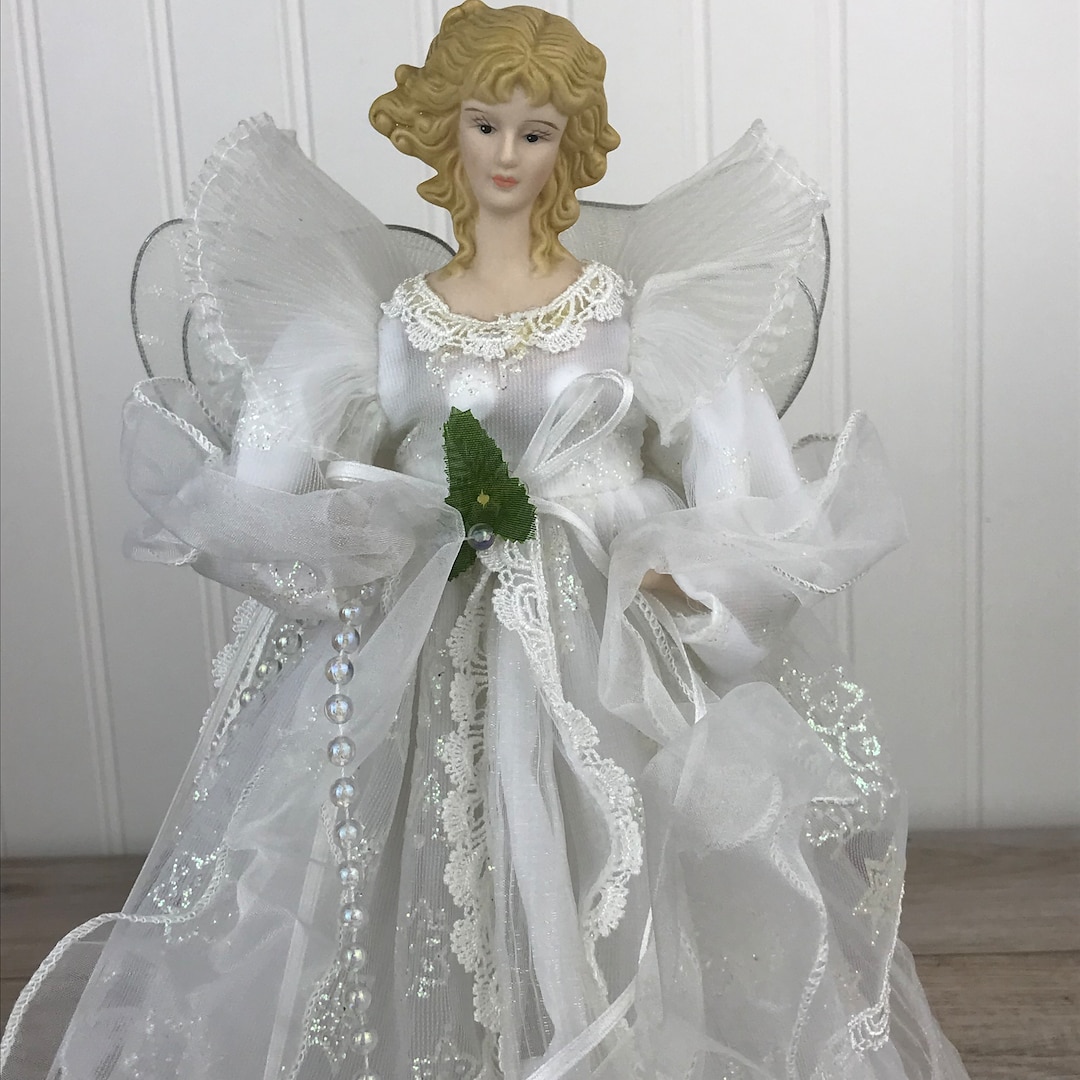 Vintage Tree Top Angel, Small 12.5'' Christmas Tree Topper, Shabby Chic ...