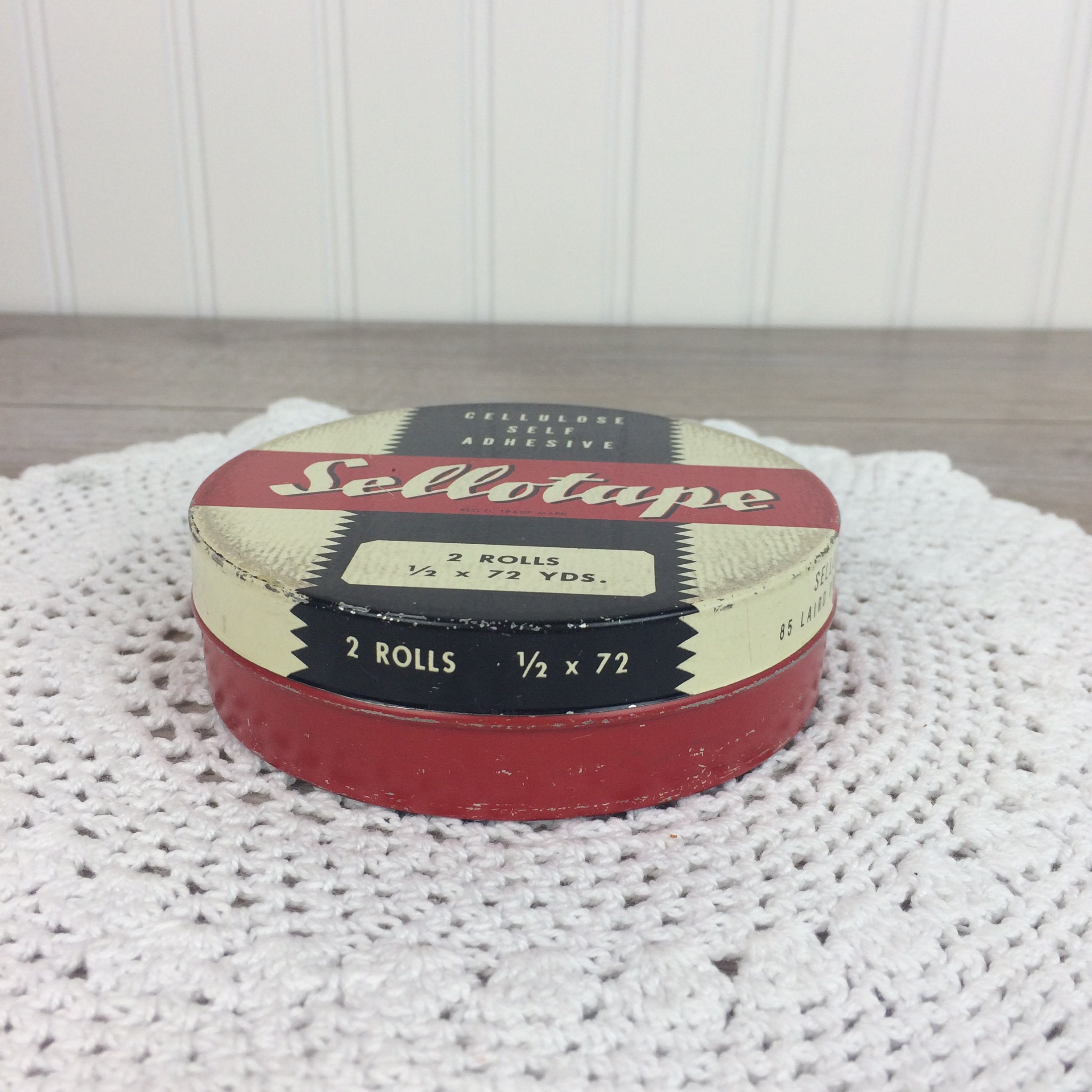 Red Sellotape Tin Box / Retro 50's / Small Tin Storage | Etsy