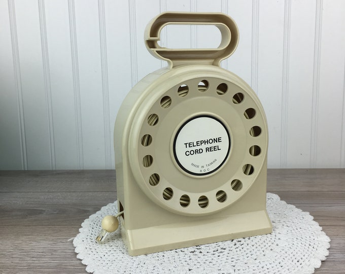 Vintage Telephone Cord Reel W/ Handle, Long Phone Line Extension ...