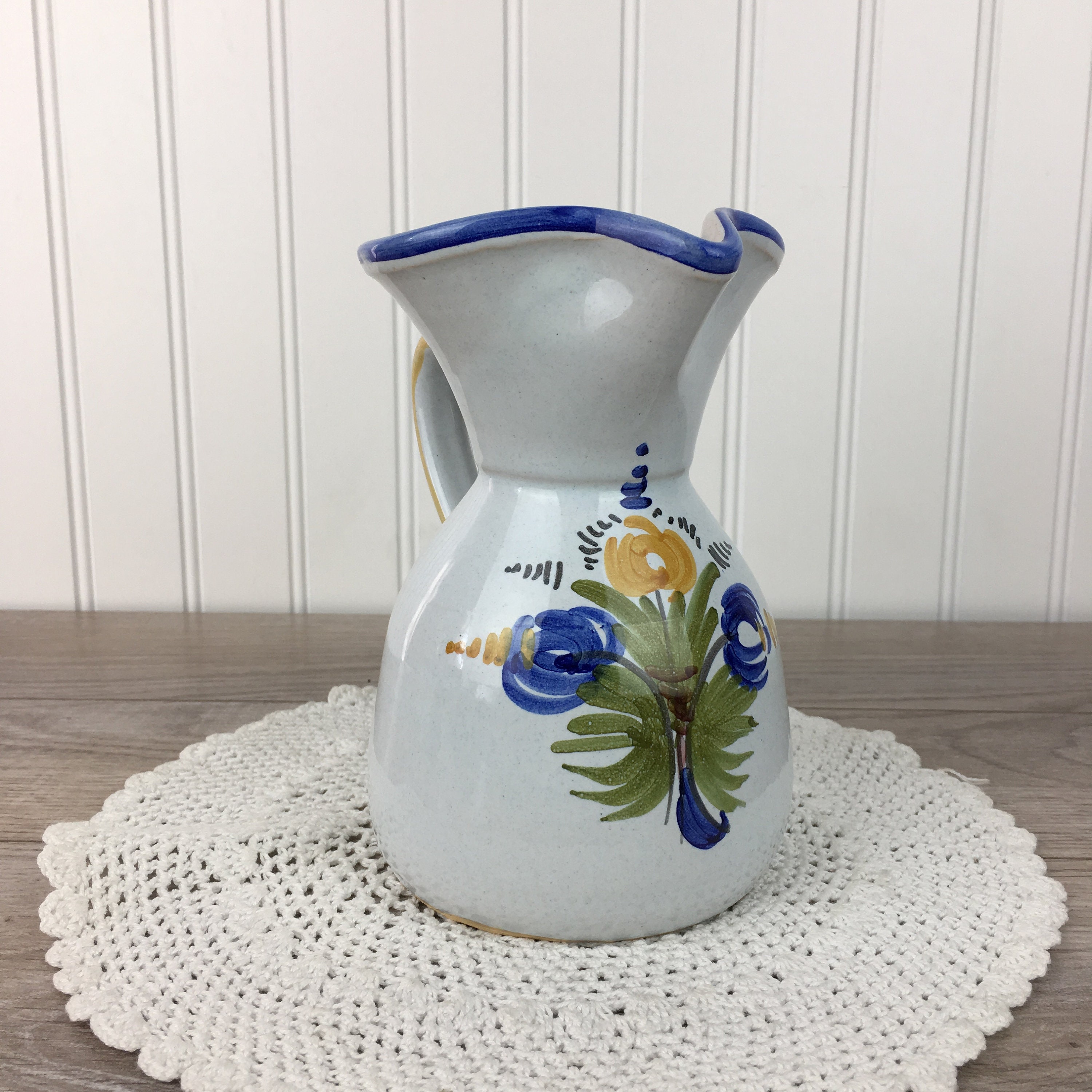 Vintage Talavera Spanish Pottery Wine Pitcher Vase Jug Hand | Etsy