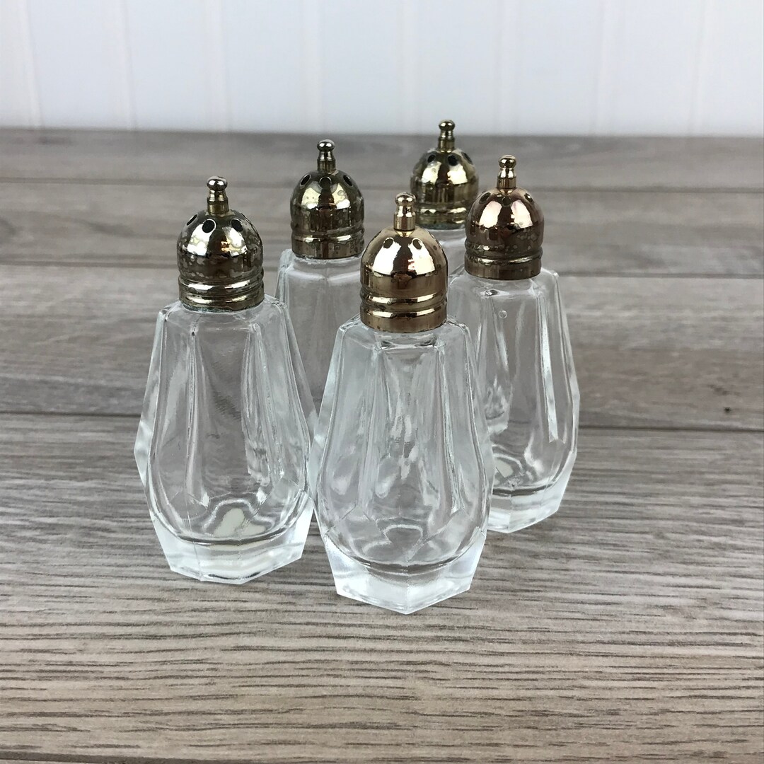 Set of 5 Vintage Salt Pepper Shaker Set, Pressed Glass Shakers With ...