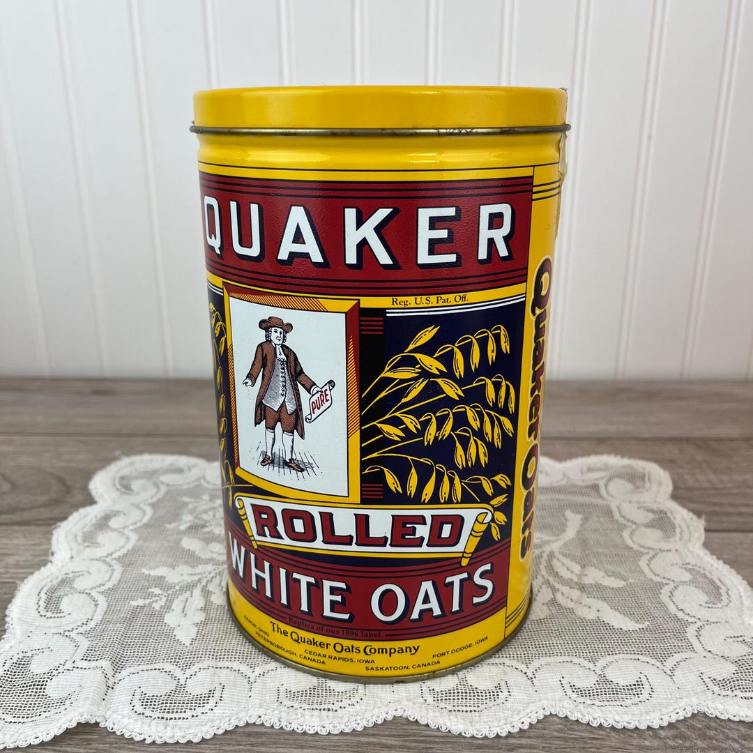 Vintage Quaker Oats 1 Kg Tin Container, Famous Oatmeal Cookies Recipe ...