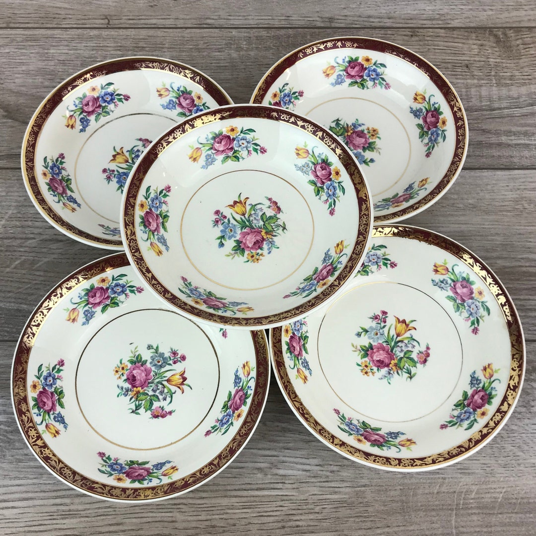 Vintage Swinnerton's Tudor Rose Berry Bowls, Set of 5 Small Dessert ...