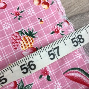 Vintage 80s Checkered Pink With Fruit Pattern Sewing Fabric 43 X 58 ...