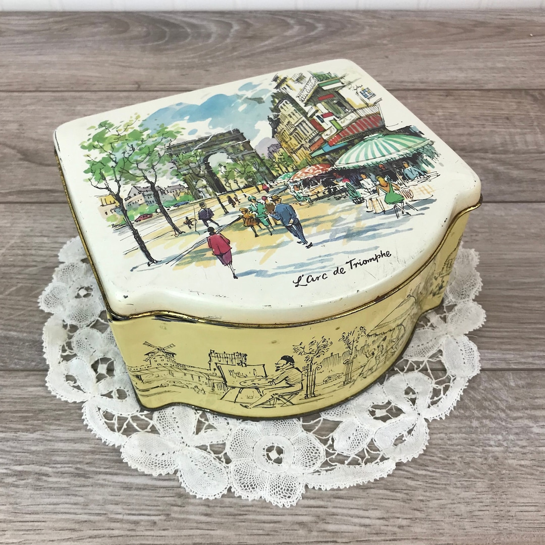 Vintage Riley's Toffee Tin Container With Hinged Lid, Arc De Triomphe ...