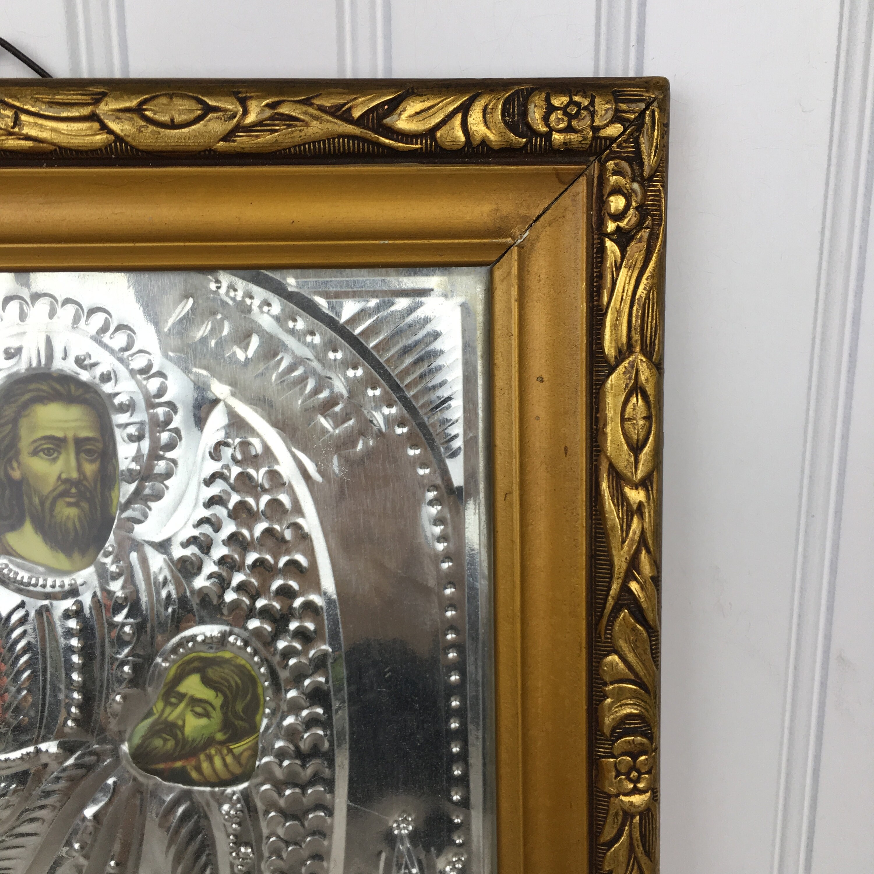 Vintage Jesus Wall Hanging Wood Frame Hammered Aluminum | Etsy