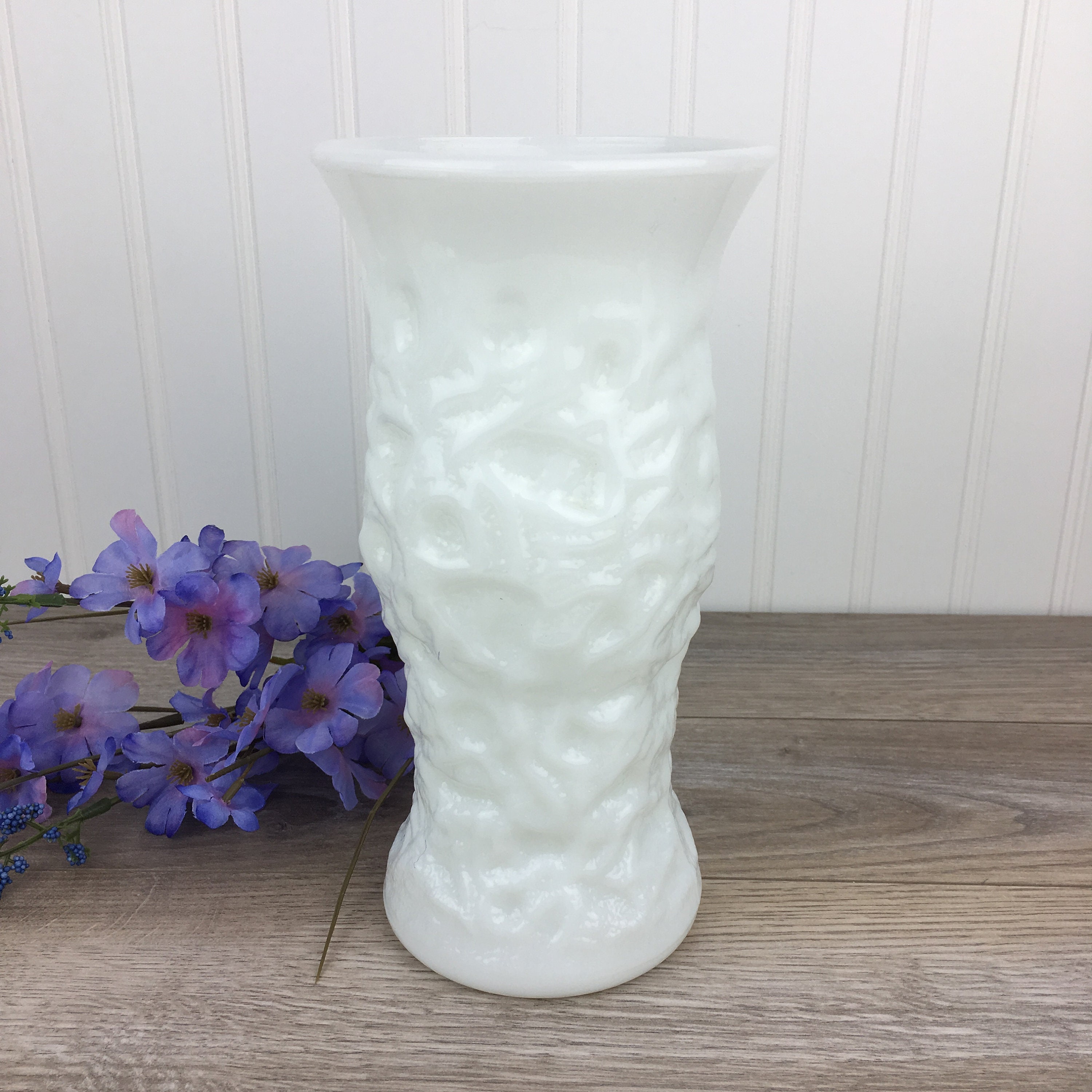 Vintage Milk Glass Flower Vase EO Brody Co. USA Relief Milk | Etsy
