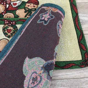 Vintage Christmas Gingerbread Placemat, Set of 2, Pair of Woven Fabric ...