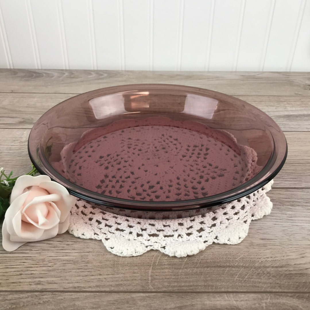 Vintage 80's Pyrex Pie Plates, Cranberry Visions Pyrex Glass 10 ...