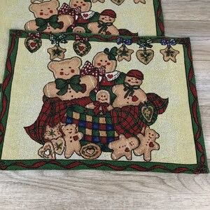 Vintage Christmas Gingerbread Placemat, Set of 2, Pair of Woven Fabric ...