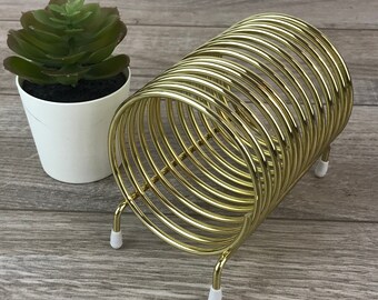 Vintage Gold Metal Wire Letter Holder, Letters In, Letters Out Desk ...