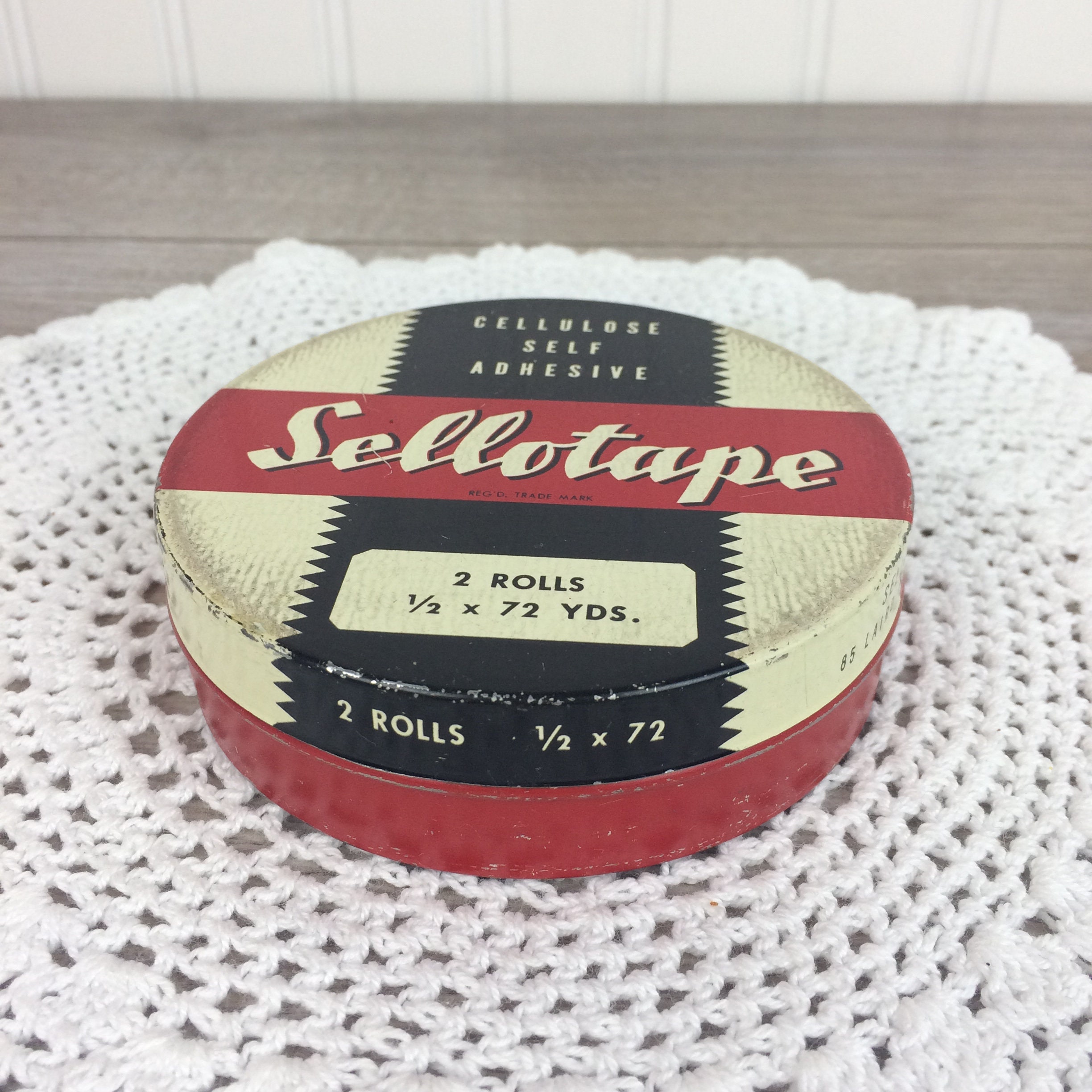 Red Sellotape Tin Box / Retro 50's / Small Tin Storage | Etsy