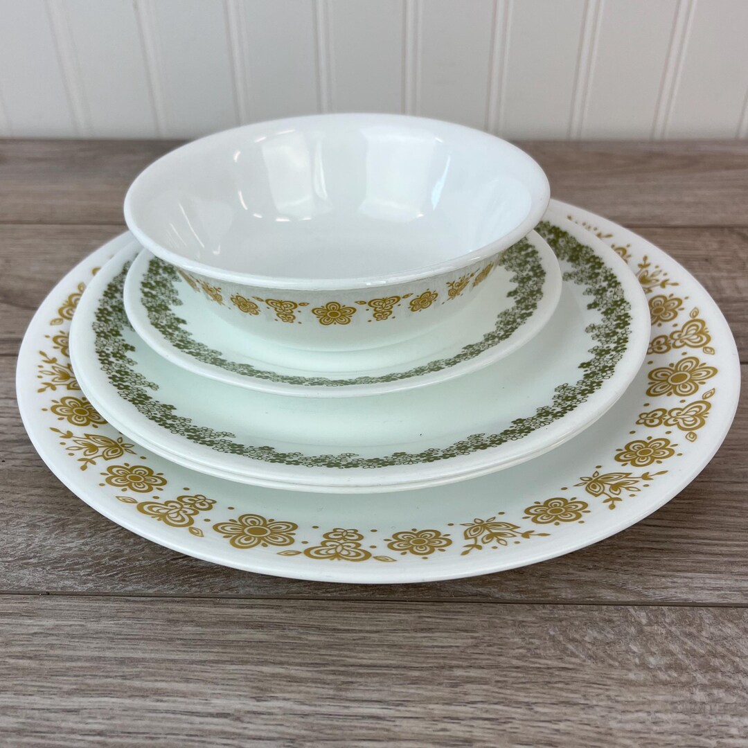 Vintage 70s Corelle Mix and Match Dishes in Gold Butterfly & Spring ...