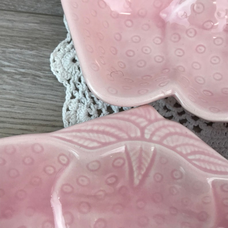 Set of 2 Vintage Belmar Pottery Strawberry Serving Dishes, Pink Ceramic ...