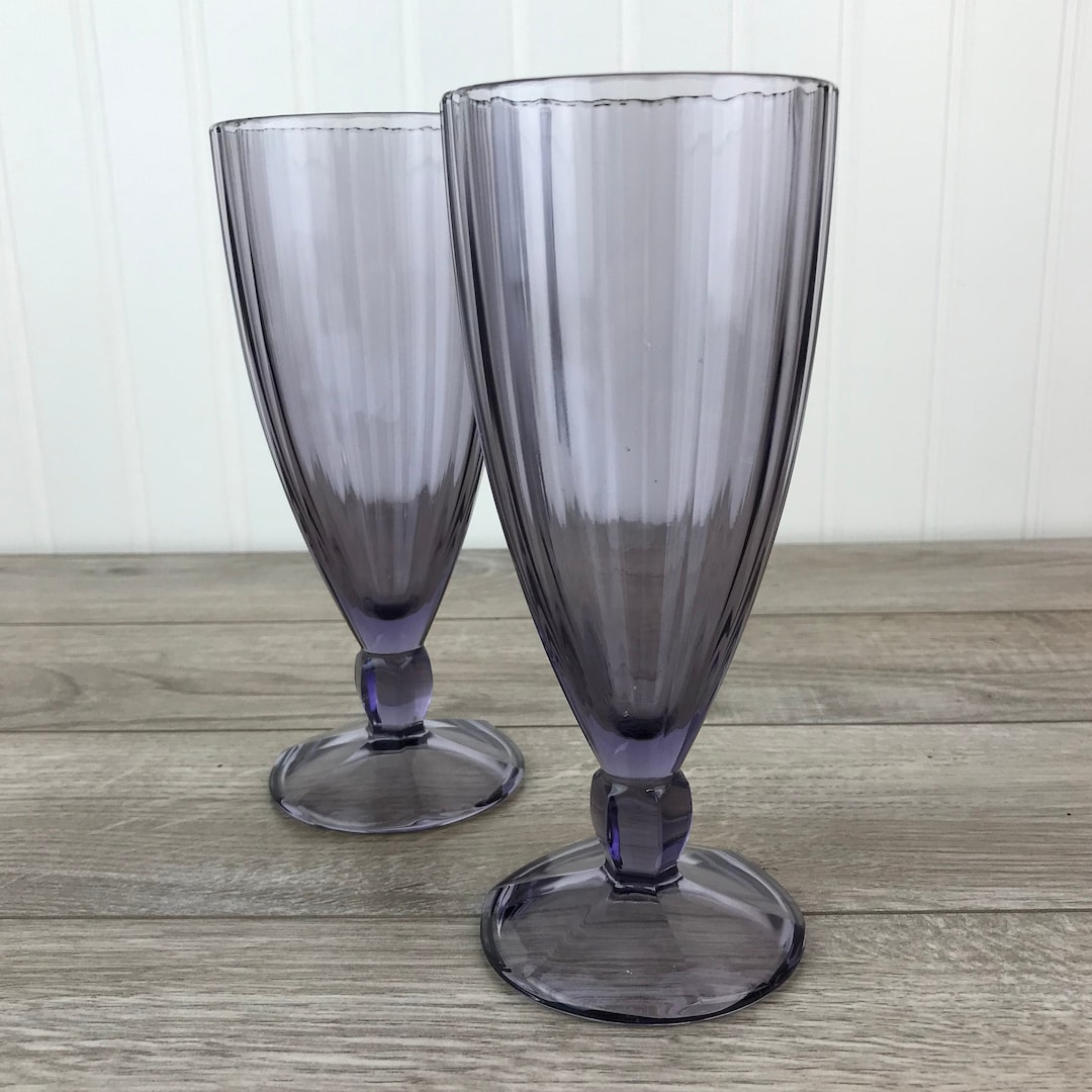 Vintage Amethyst Tall Footed Milkshake Glasses by Cristal D'arques ...