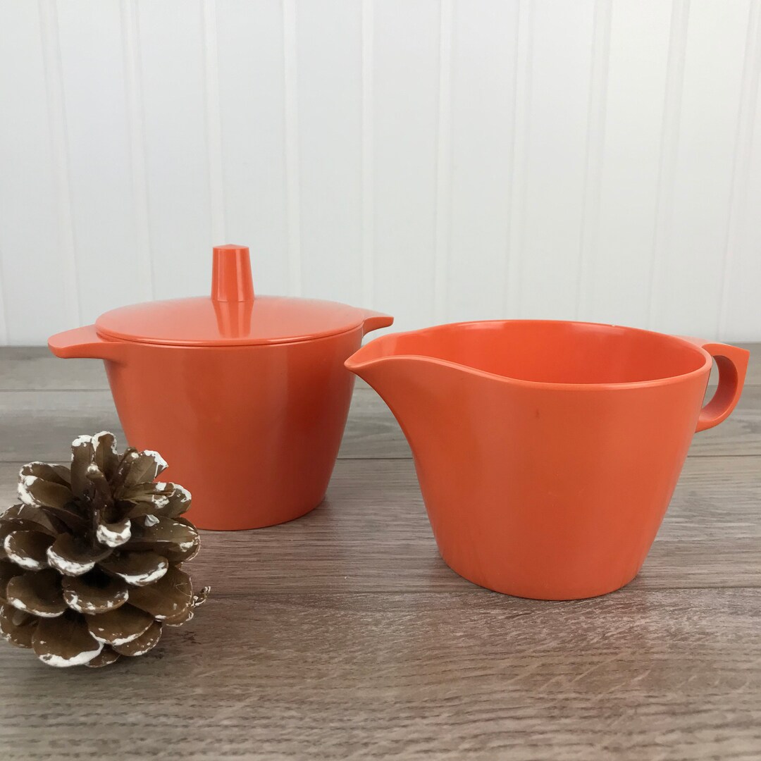 Vintage Melmac Sugar & Creamer Set in Orange, Dorchester Dinnerware ...