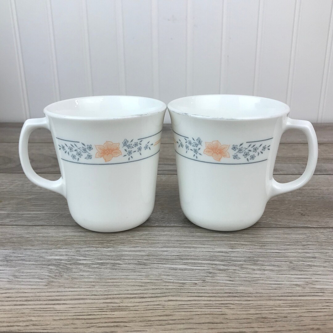Vintage Corelle by Corning Tea or Coffee Mugs Pair, Apricot Grove ...