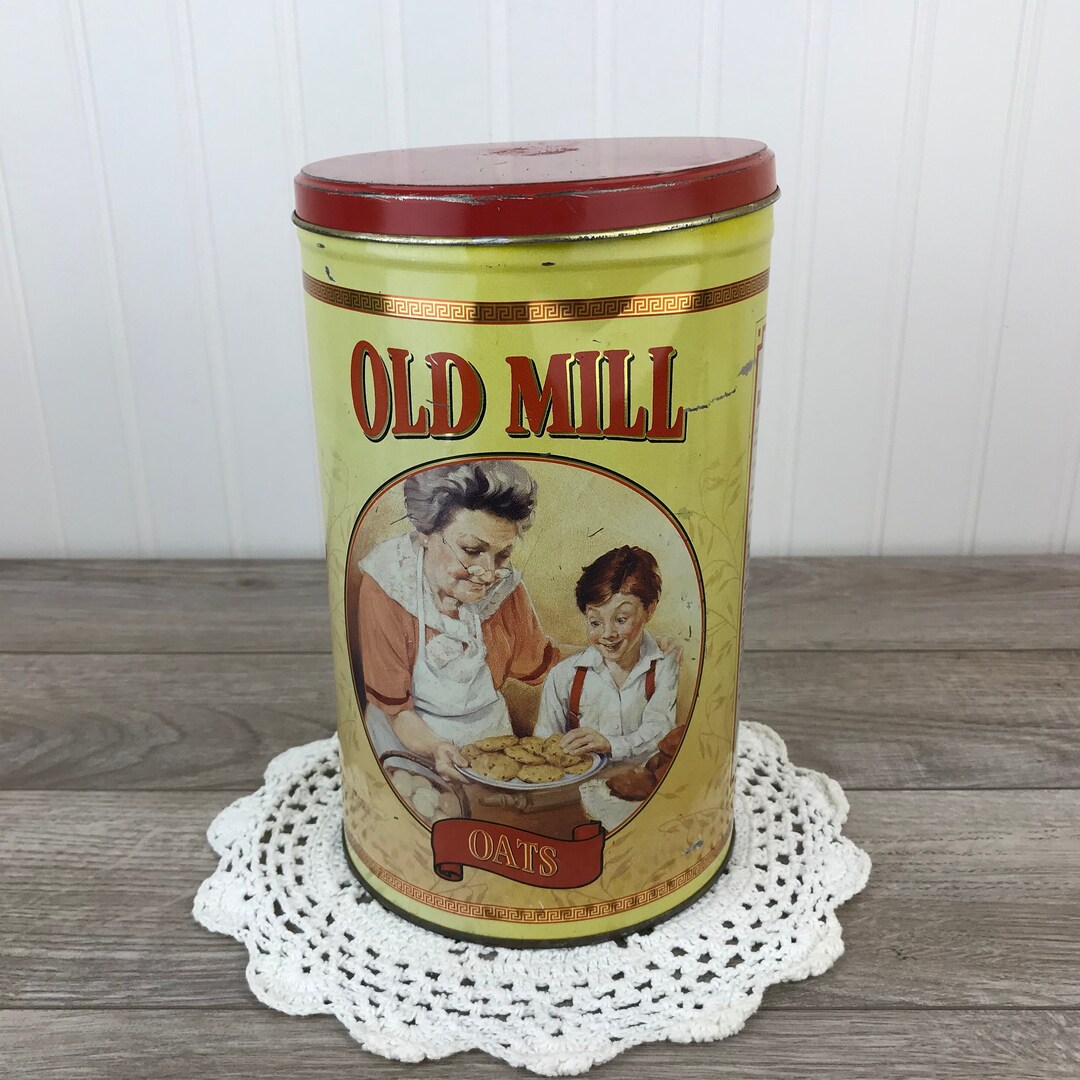 Vintage Old Mild Oats Tin Container, Famous Oatmeal Cookies Recipe ...