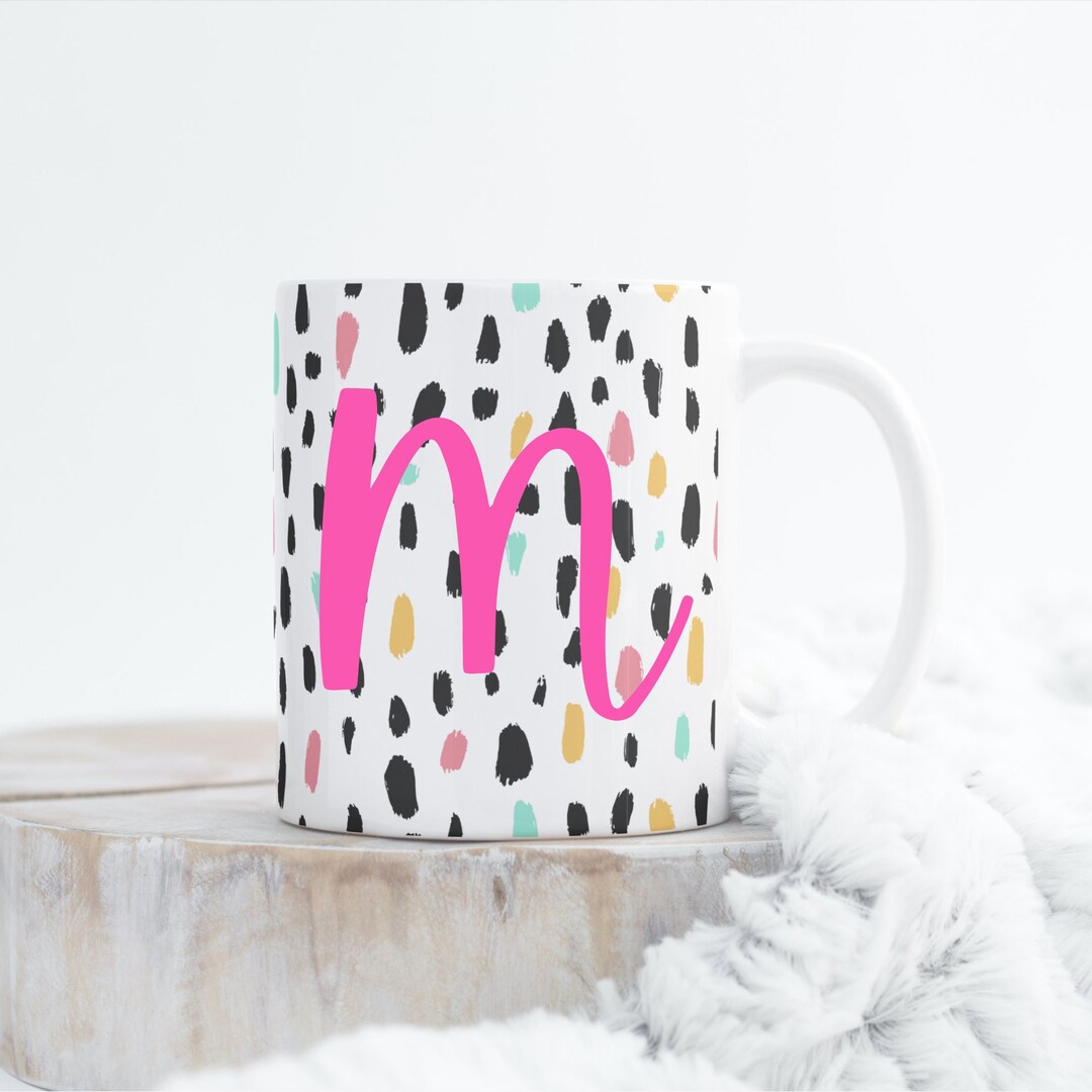 Personalized Initial Mug, Custom Letter Mug, Coffee Mug With Initial ...
