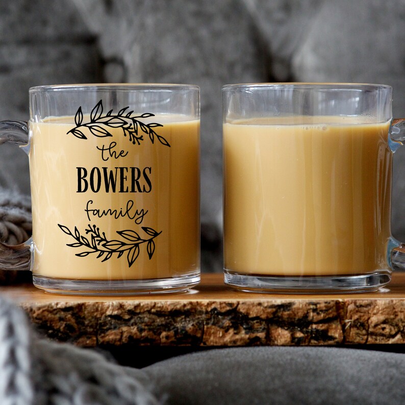 Personalized Family Mug, Last Name Gift, Custom Glass Mug, Family Name ...
