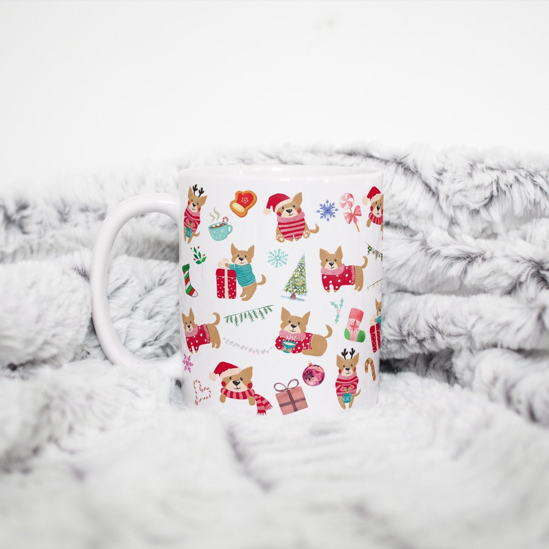 Christmas Dogs Mug | Cute Festive Winter Dogs Allover Print | Christmas ...