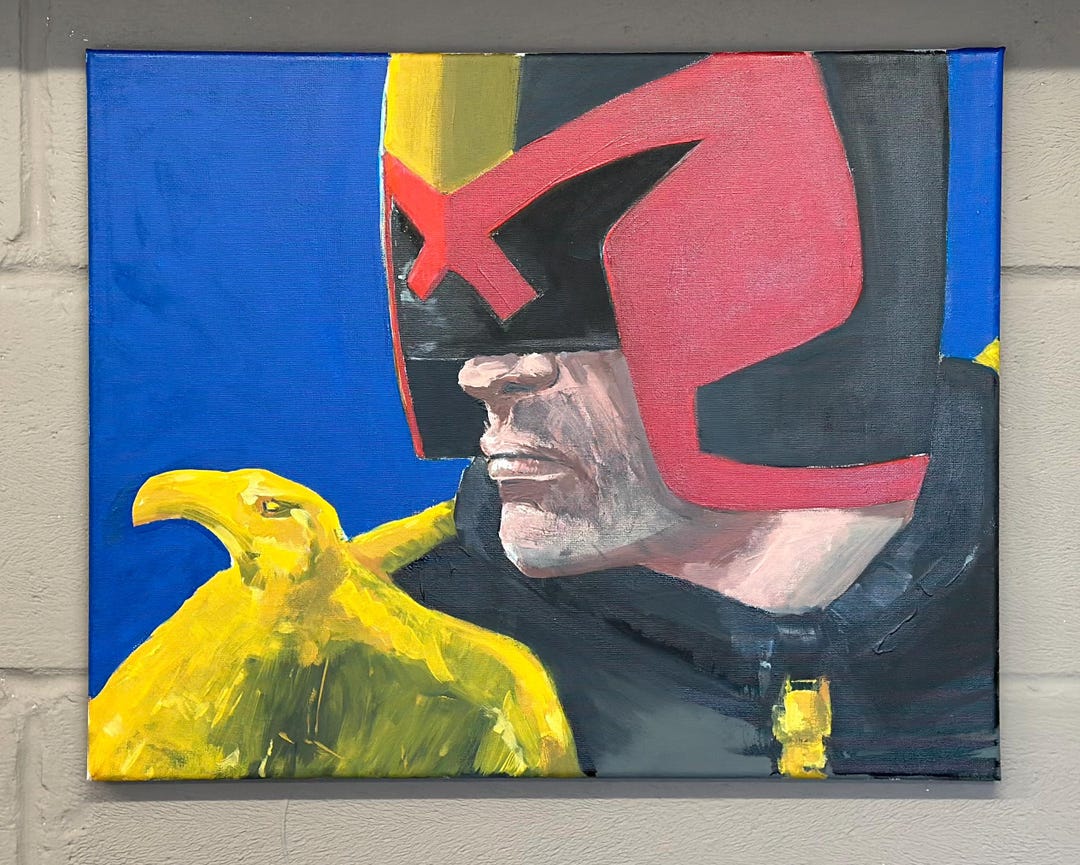 LARGE Judge Dredd Hand Painted Original Acrylic Canvas Painting... - Etsy