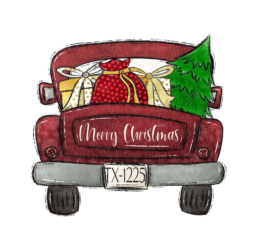 Red Truck Back PNG Instant Download Xmas Sublimation Design Gifts ...