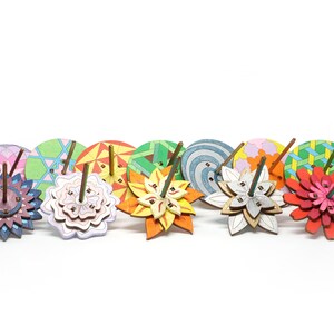 Hibiscus Flower Spinning Top Kit, DIY Tops, Wooden Tops, Lasercut Wood ...