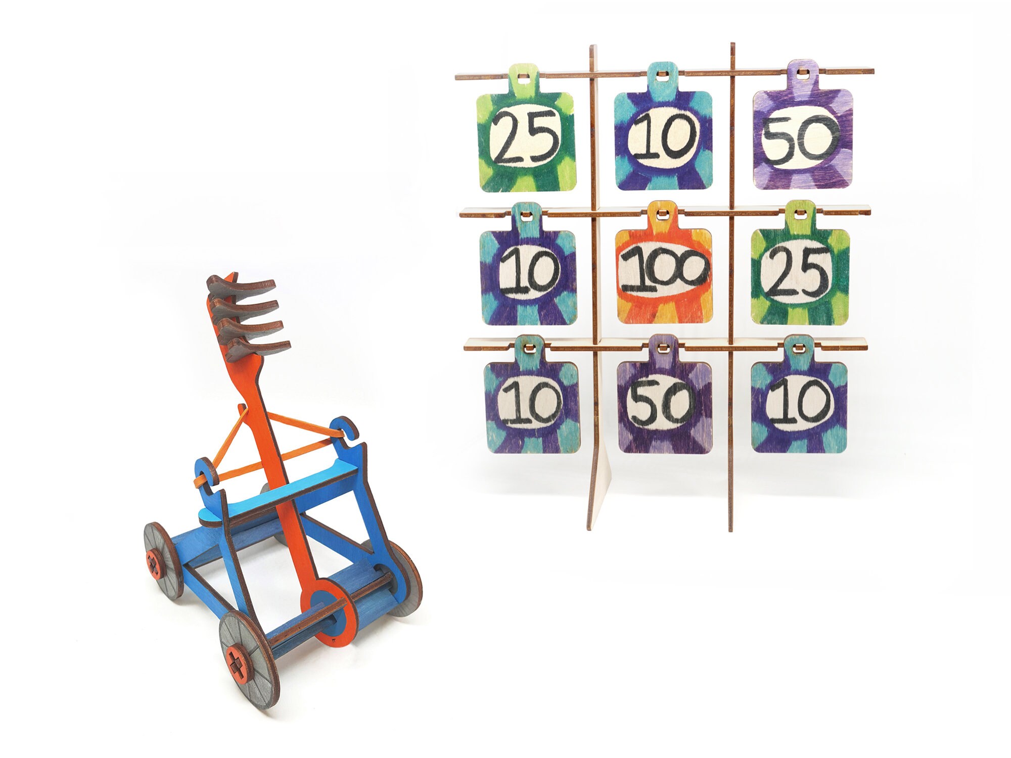 DIY Laser Cut Catapult and Target Kit, Wooden Miniature Catapult, Gift ...
