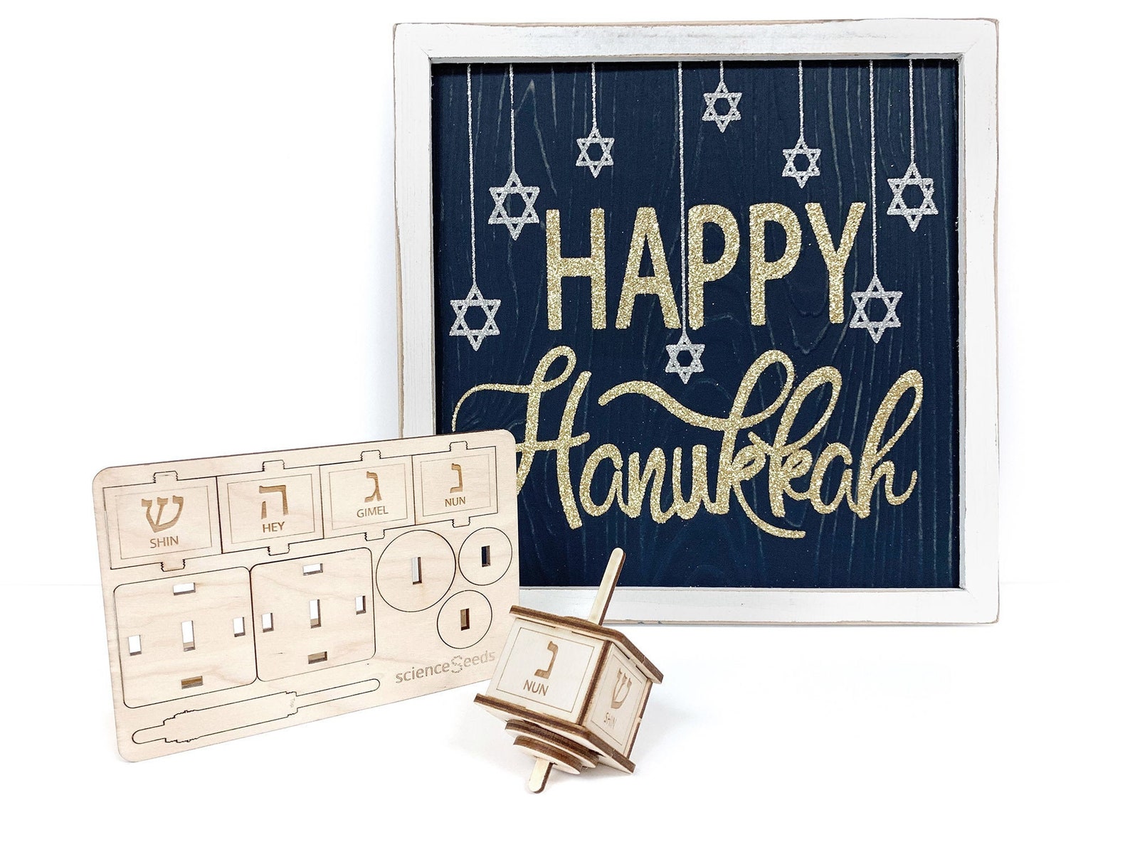 DIY Wooden Hanukkah Dreidel Kit, Lasercut Wooden Dreidel, Wooden ...
