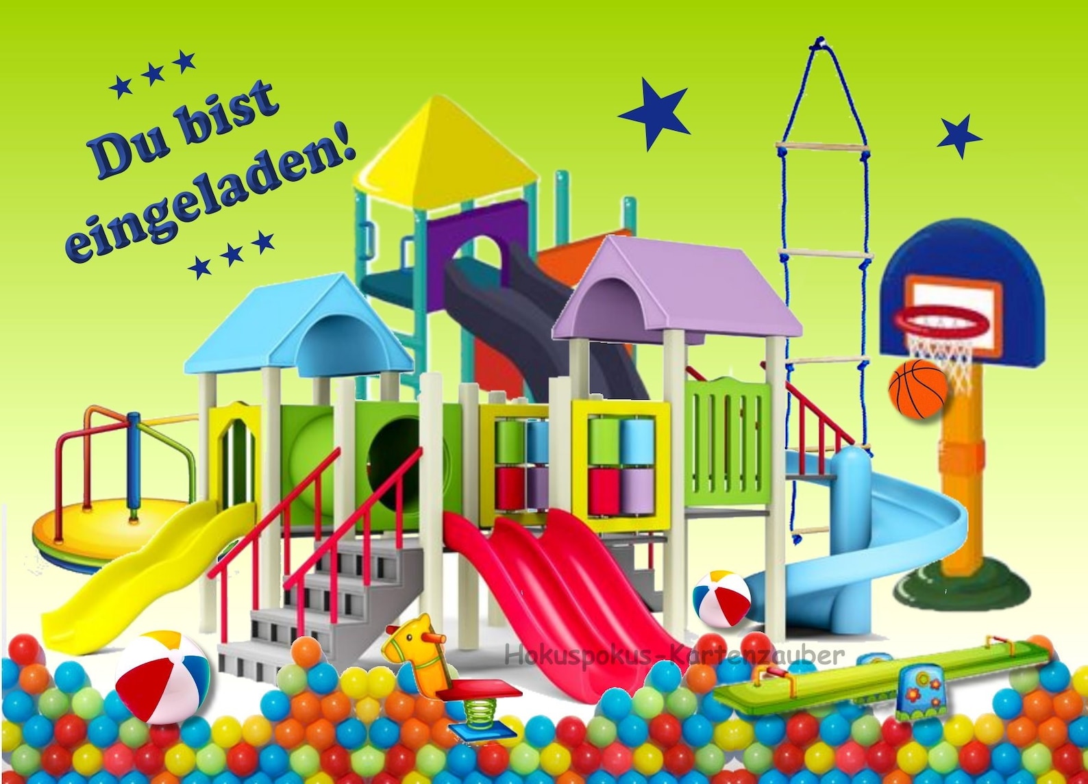 8 Invitation Cards Indoor Playground Birthday Children Children's ...