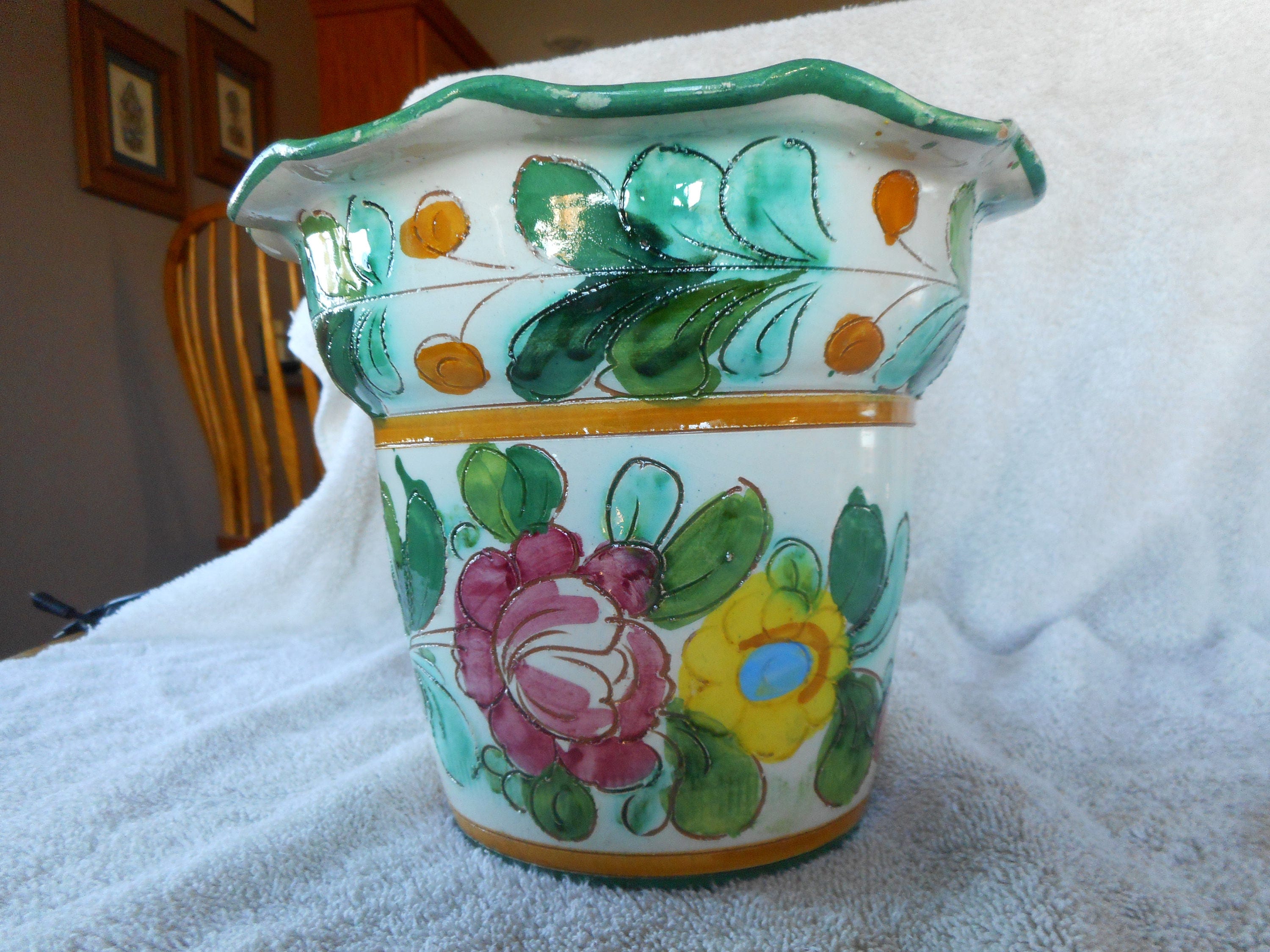 Hand Painted Planter From Italy - Etsy UK