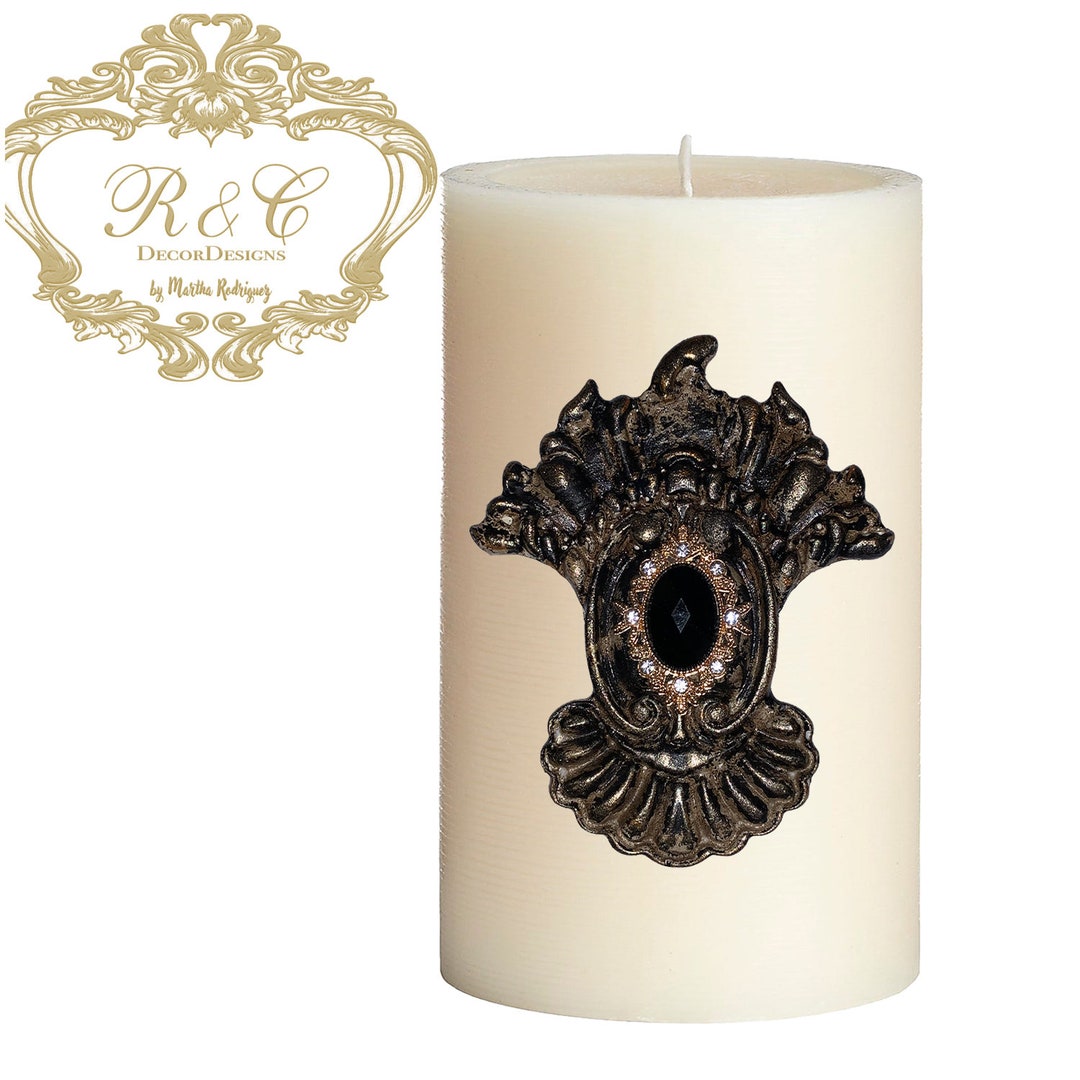 Pillar Candle Pin Accent MEDALLION Embellished Ornate - Etsy