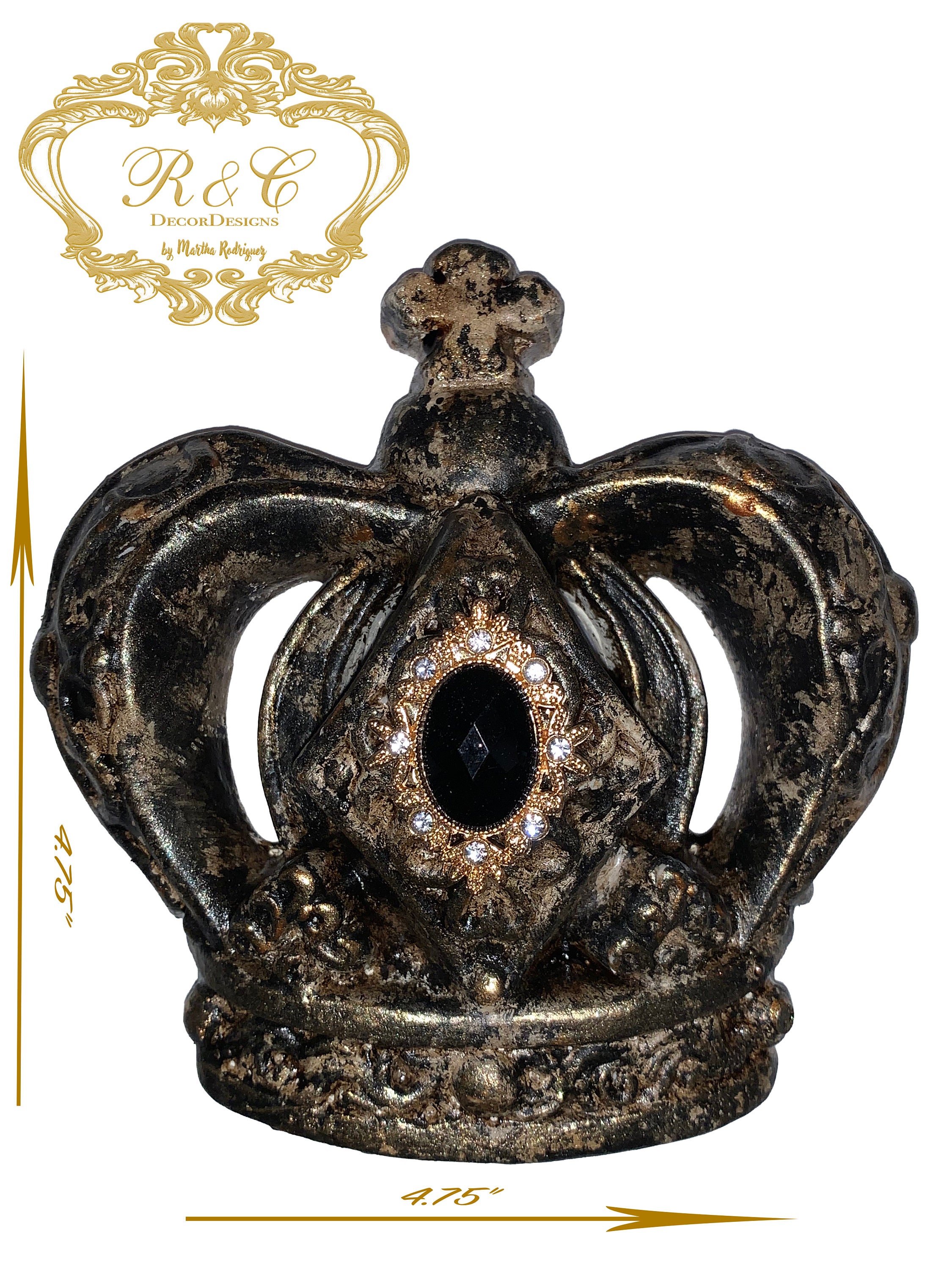 Pillar Candle Pin CROWN Ornate Embelished Handmade Rhinestones Craft ...