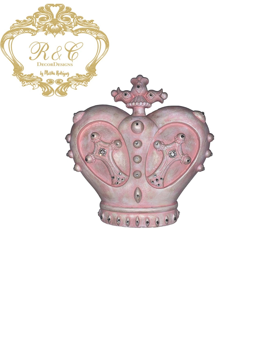 Crown Wall Decor Embellished KING QUEEN Plaque Jeweled Medieval Royal ...