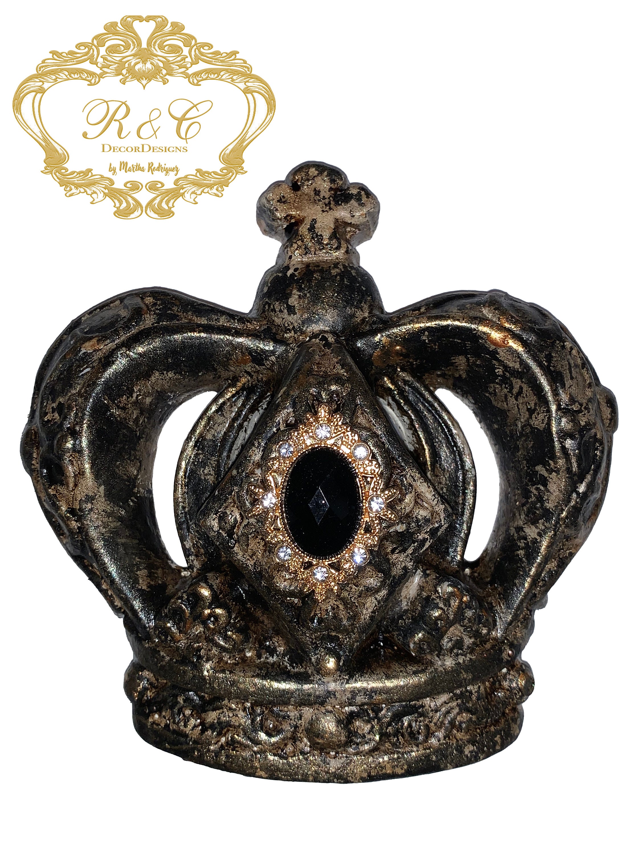 Pillar Candle Pin CROWN Ornate Embelished Handmade Rhinestones Craft ...