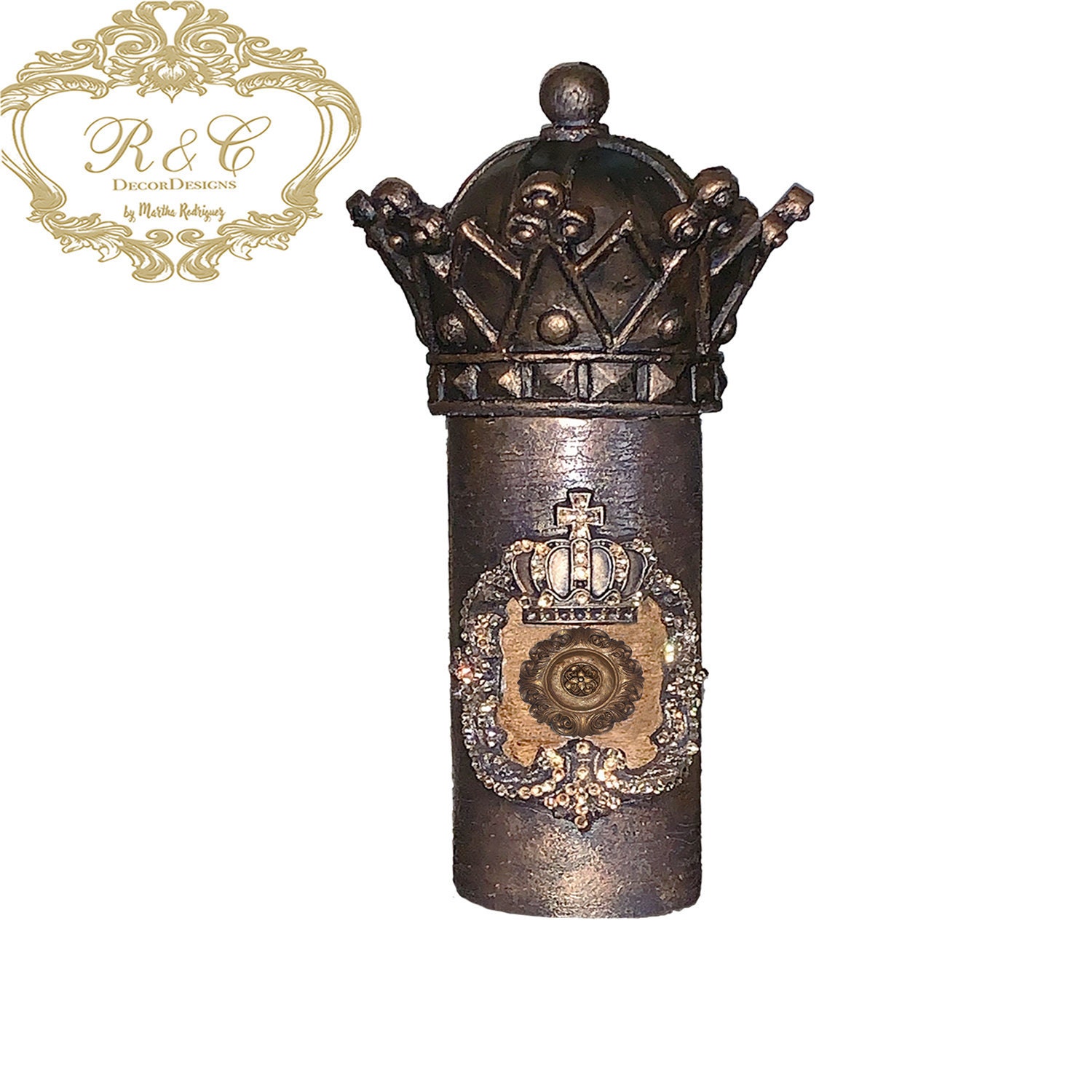 Decorative LARGE ROYAL Crown Topper Accent / Table Topper Rhinestones ...