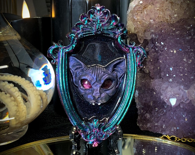 Vampire Sphynx Cat Frame - Occult Decor - Dark Home Decor - Mystic Cat ...