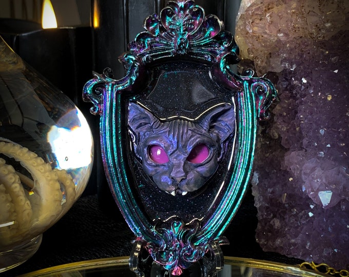 Vampire Sphynx Cat Frame - Occult Decor - Dark Home Decor - Mystic Cat ...
