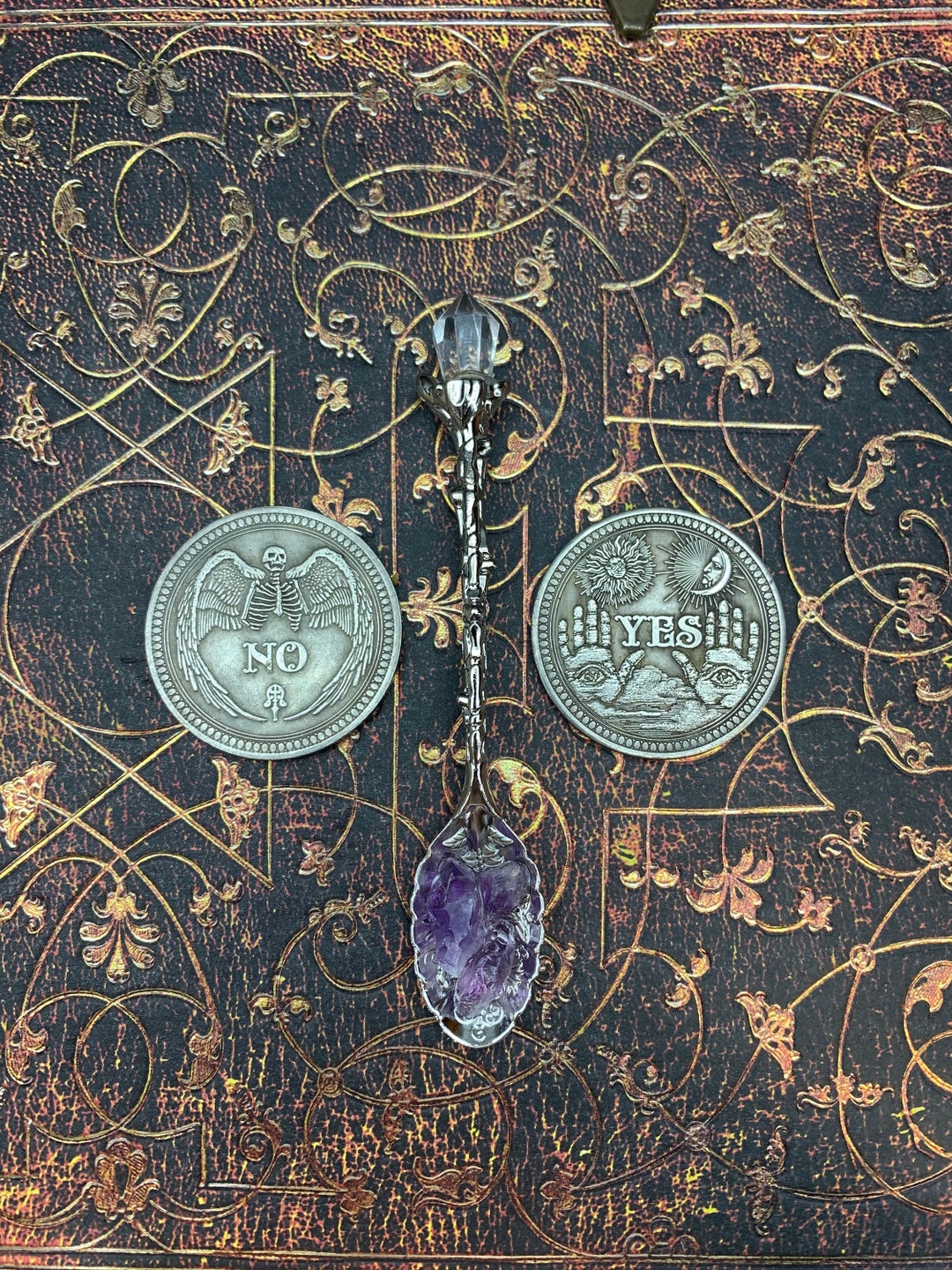 Amethyst Altar Spoon and the Oracle Coin Crystal Spoon Wicca Pagan ...